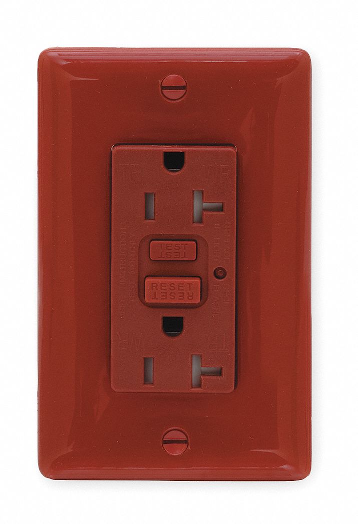 20A Commercial GFCI Receptacle, Red; Tamper Resistant: Yes - Grainger
