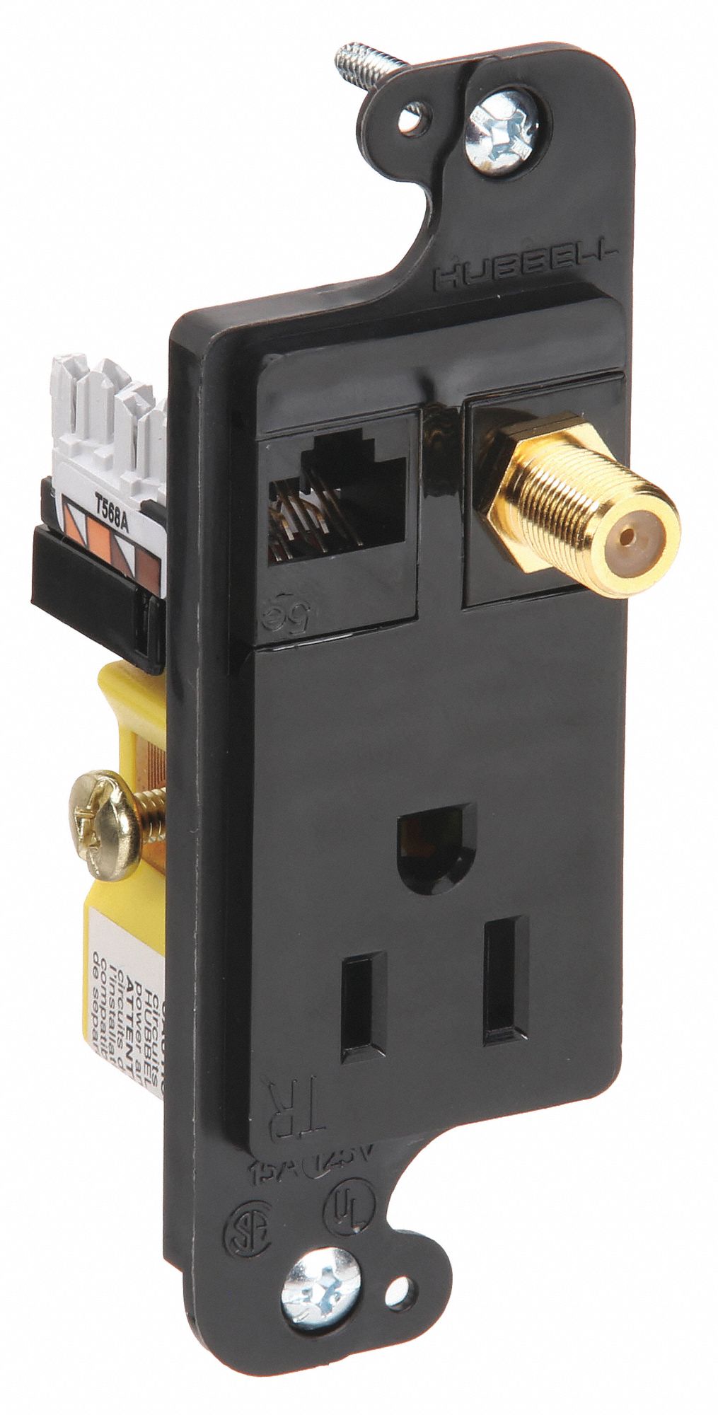 Phone and Data Jacks and Outlet, 5-15R, Combination Device - 3EAD4 ...