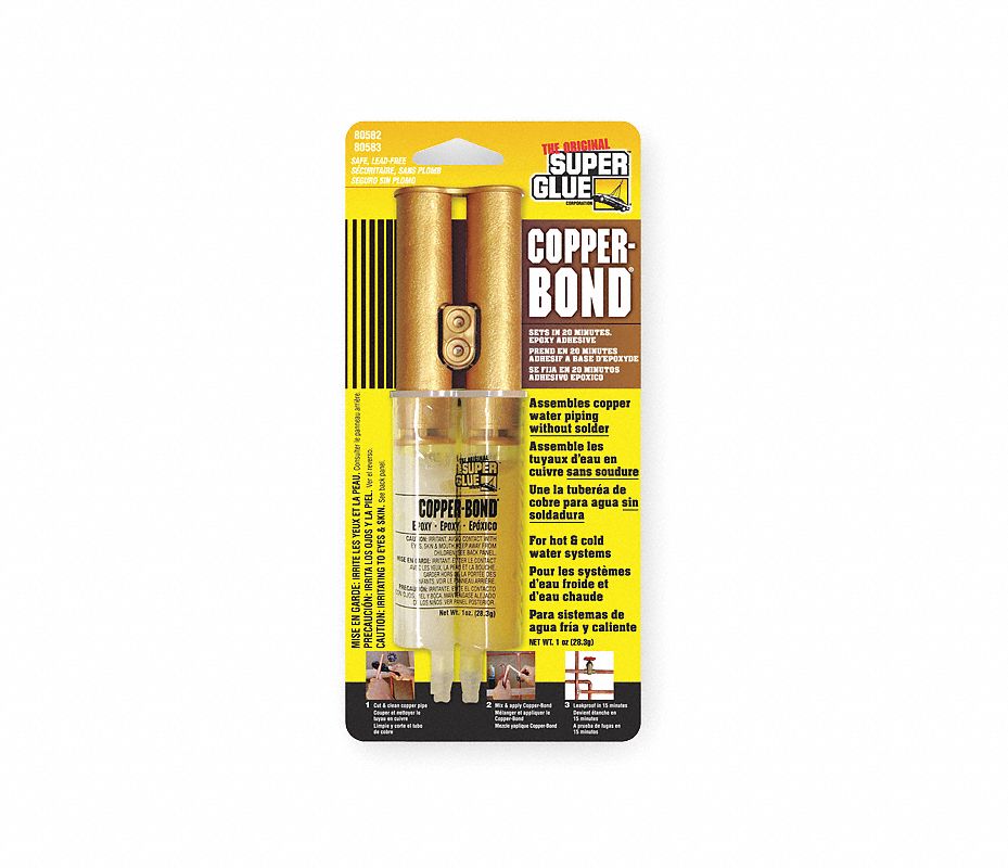 SUPER GLUE Epoxy,2 Part Copper Bonder,1Oz Syringe - 3EHR2 | 80583 ...