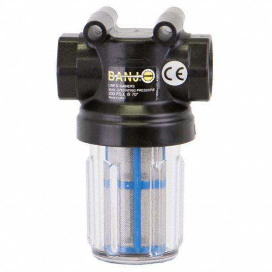 BANJO Inline Strainer: Polypropylene, 3/4 in, NPT, 48 mesh, 212 psi, 4 ...