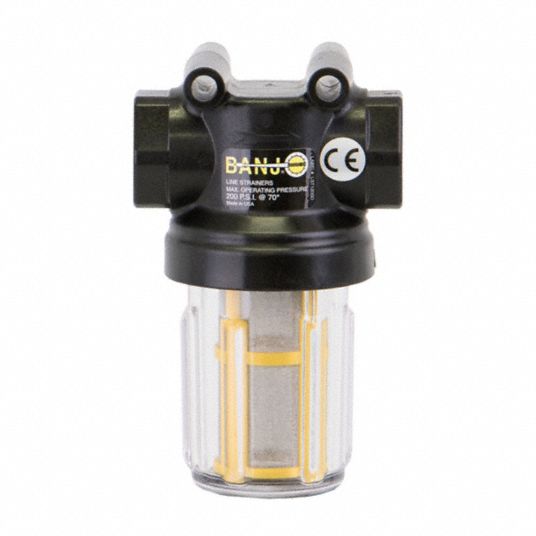 BANJO Inline Strainer: Polypropylene, 3/4 in, NPT, 80 mesh, 212 psi, 4 ...