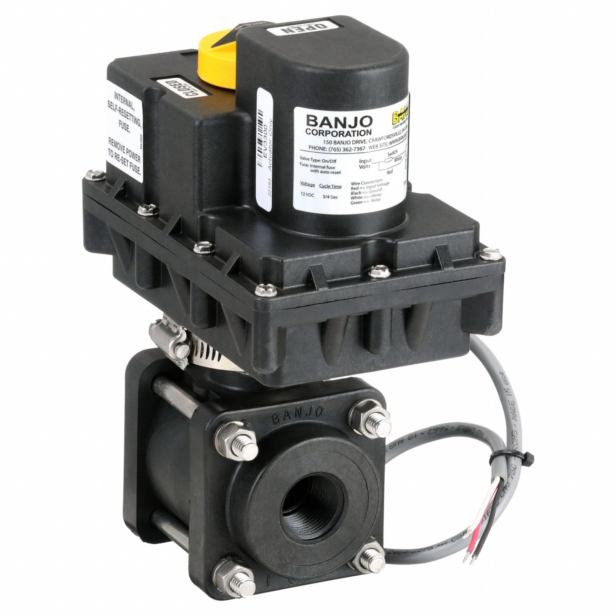 BANJO, 3/4 in Nominal Valve Size, 12V DC, Electrically Actuated Two-Way ...