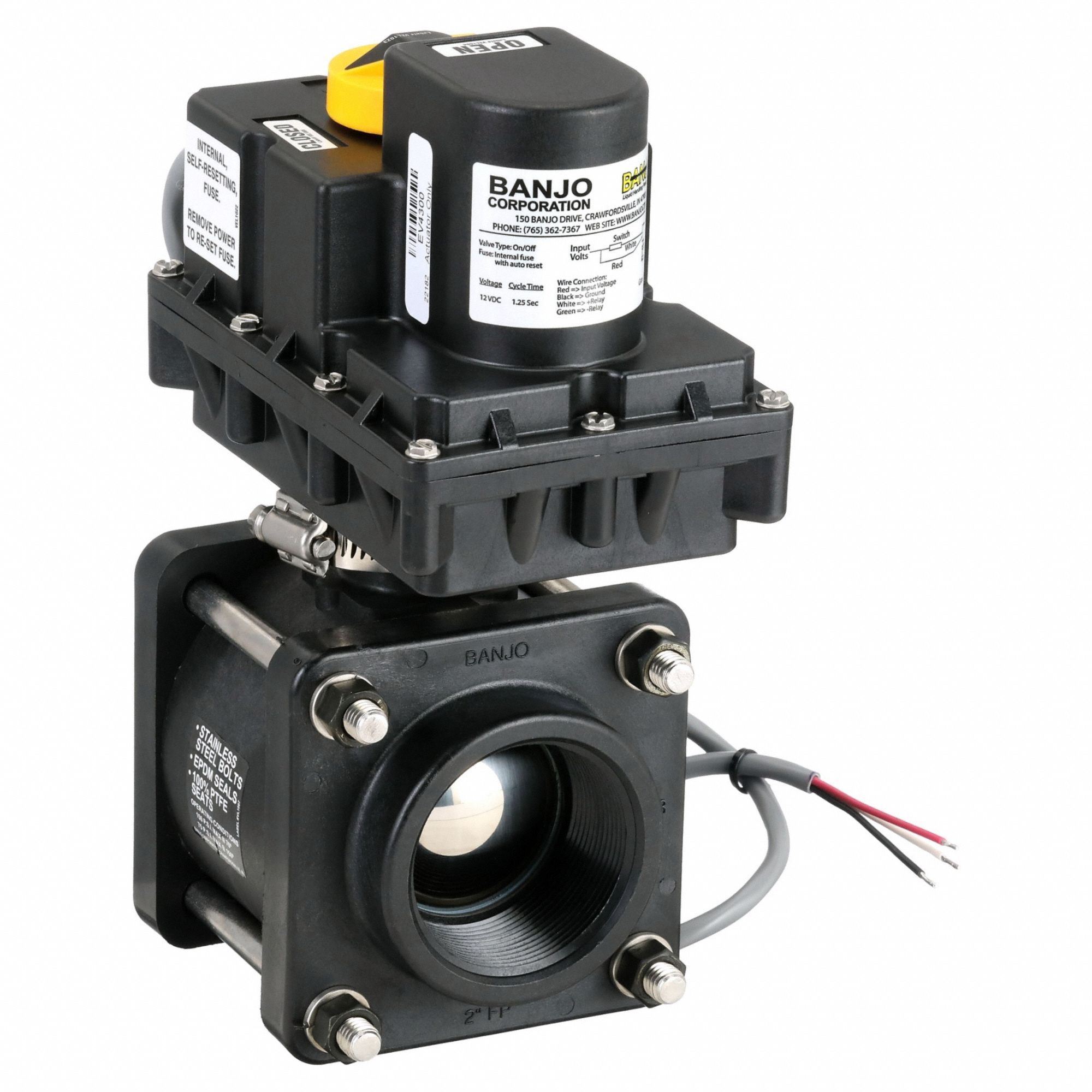BANJO, 2 in Nominal Valve Size, 12V DC, Electrically Actuated Two-Way ...