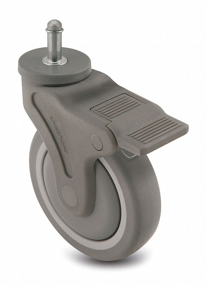 Swivel Stem Caster with Total Lock, 4 in Wheel Dia., 260 lb Load Rating ...
