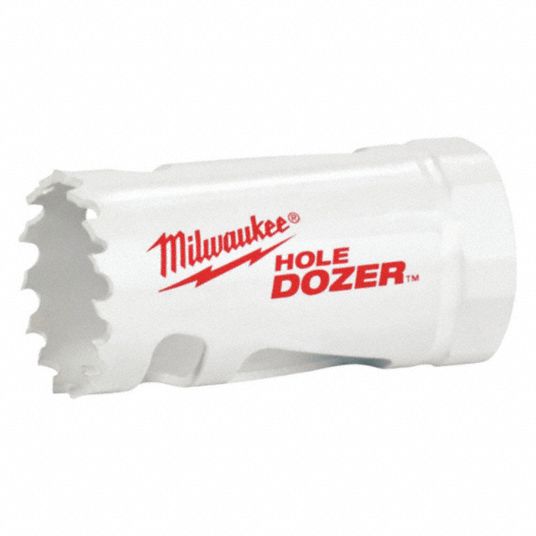 MILWAUKEE Hole Saw: 1 in Saw Dia., 3.5 Teeth per Inch, 1 5/8 in Max. Cutting Dp, 1/2"-20 Thread ...