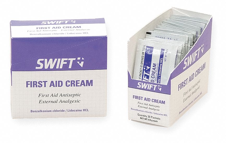First Aid Cream, Cream, Box, Wrapped Packets, 0.030 oz, 0.9g, PK 20 ...