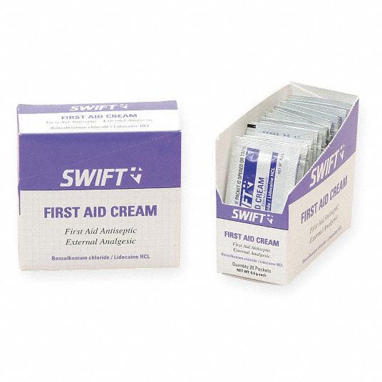 First Aid Cream, Cream, Box, Wrapped Packets, 0.030 oz, 0.9g, PK 20 ...