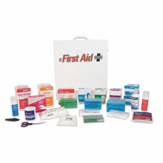 First Aid Kit, Kit, Steel, General Purpose, 150 People Served per Kit ...