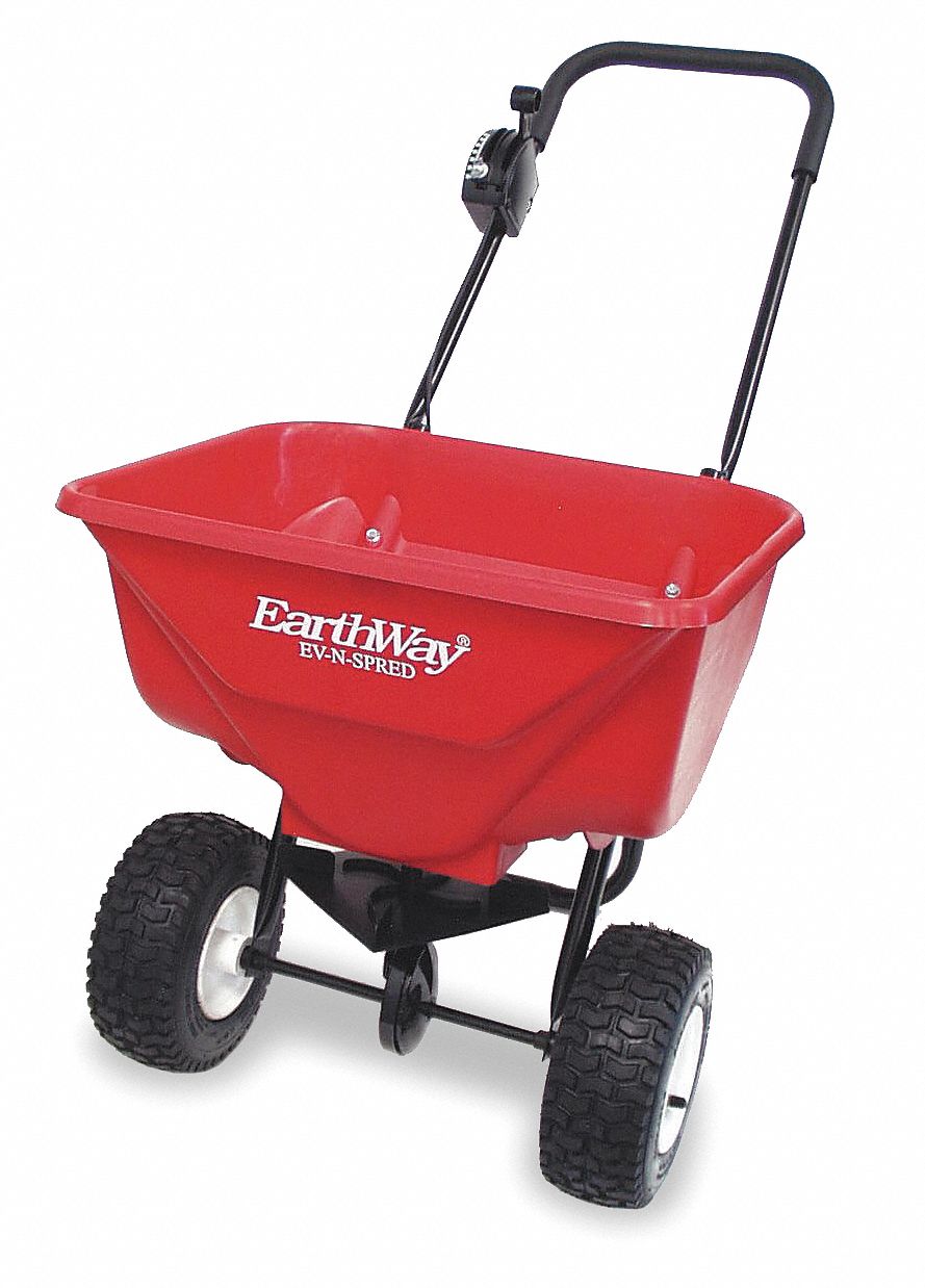 Broadcast Spreader, 65 lb. Capacity, Pneumatic Wheel Type, 3 Hole Drop ...