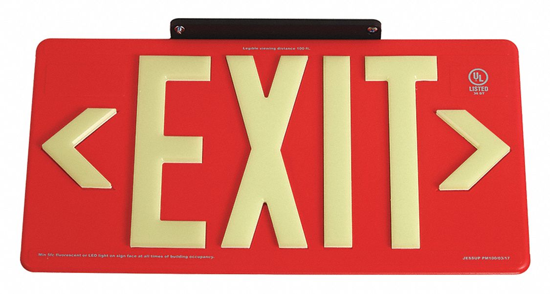 Plastic, Mounting Holes Sign Mounting, Exit Sign - 3EYL2|GRAN1382 ...