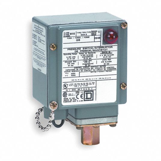 SQUARE D, 3 to 150 psi, 6 to 0.8 psi, Pressure Switch - 3FKC1 ...