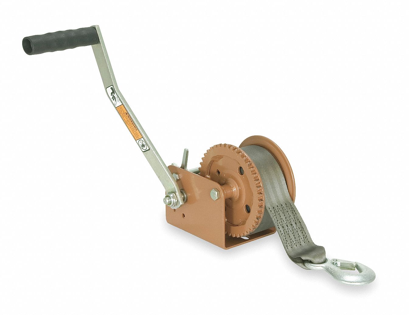 5 9/16 in Hand Winch with Strap with 1400 lb 1st Layer Load Capacity ...