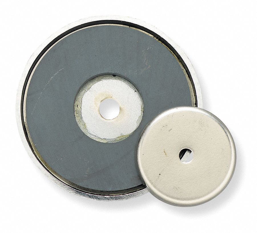 Encased Round Base Magnet, 35 lb Max. Pull, 0.375 in Thickness - Grainger