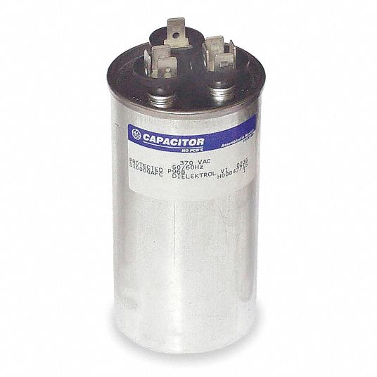 Motor Run Capacitor, Microfarad Rating 40/7.5, Case Height 4 3/4 in ...