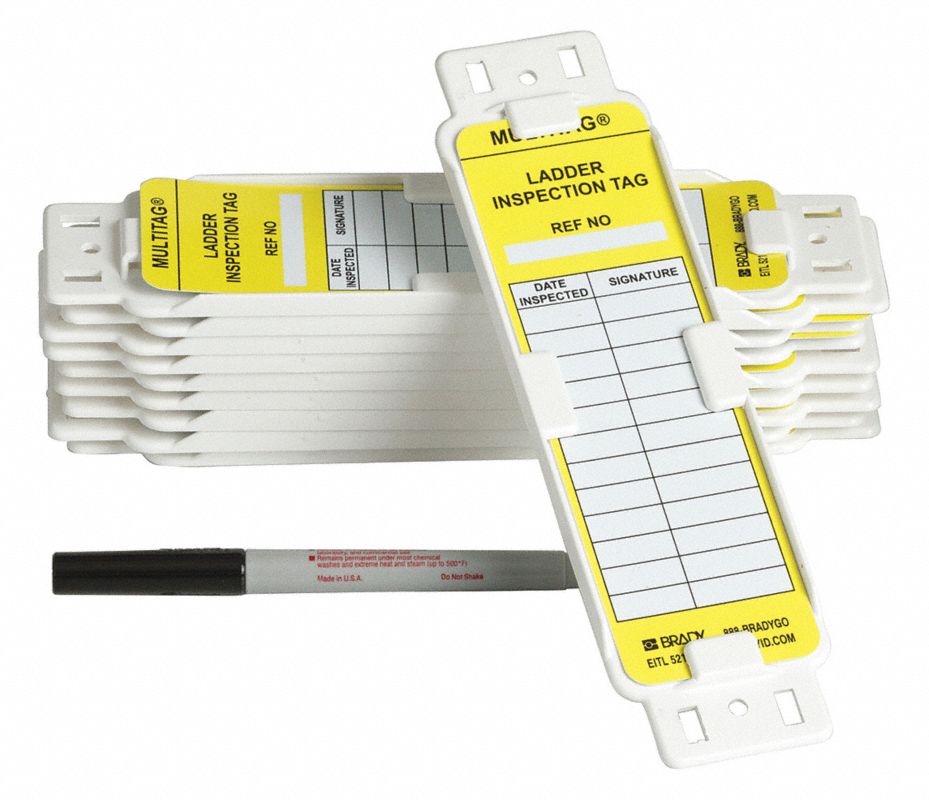 BRADY Kit Laddertag(TM),Fondo/Leyenda Blanco - Etiquetas Colgantes para ...