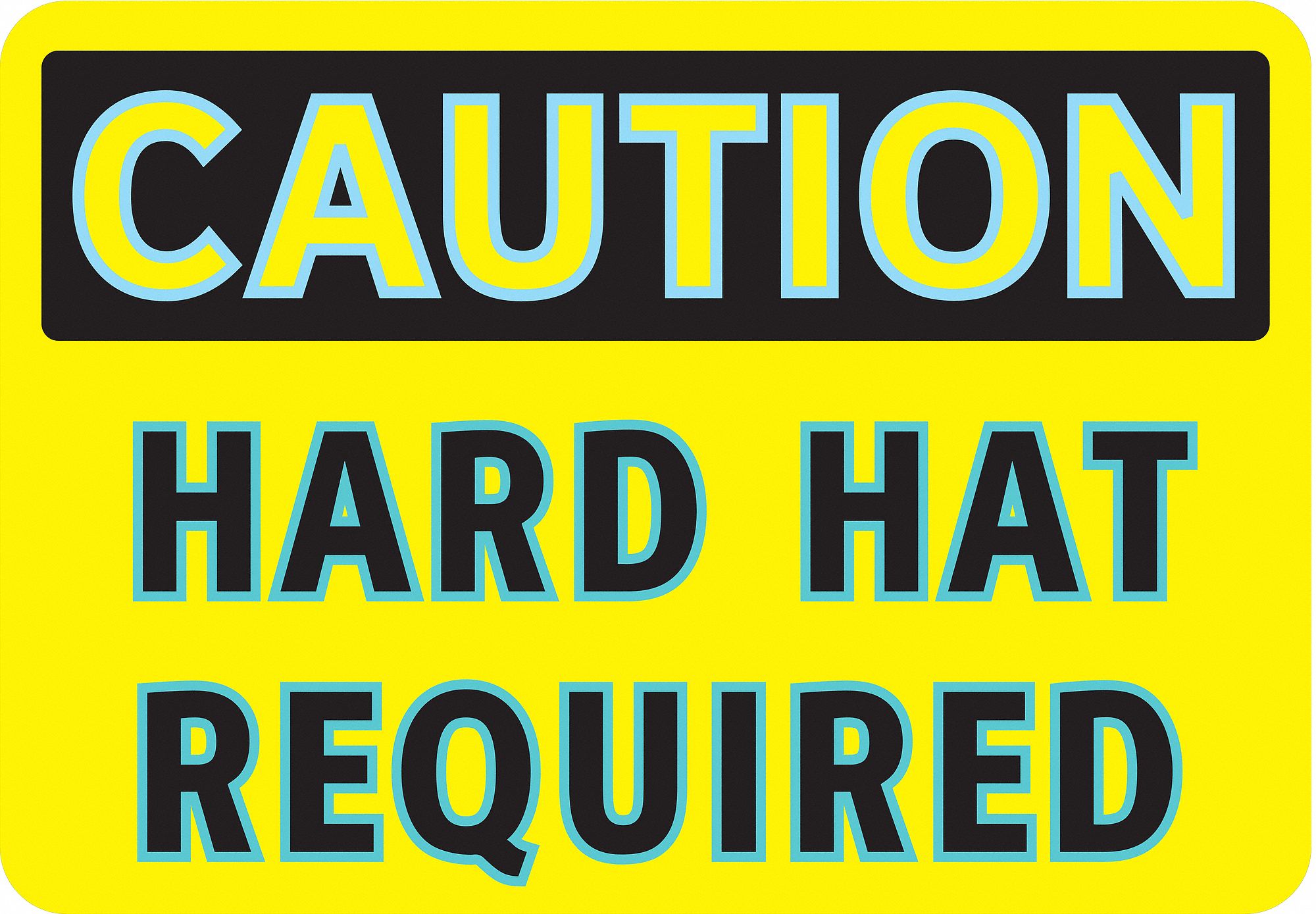 Caution Sign, Hard Hat Required, Header Caution, Rectangle, 7 in Height ...