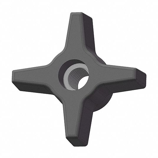 INNOVATIVE COMPONENTS Hand Knob: 4 Point, Brass/Polypropylene, Threaded ...
