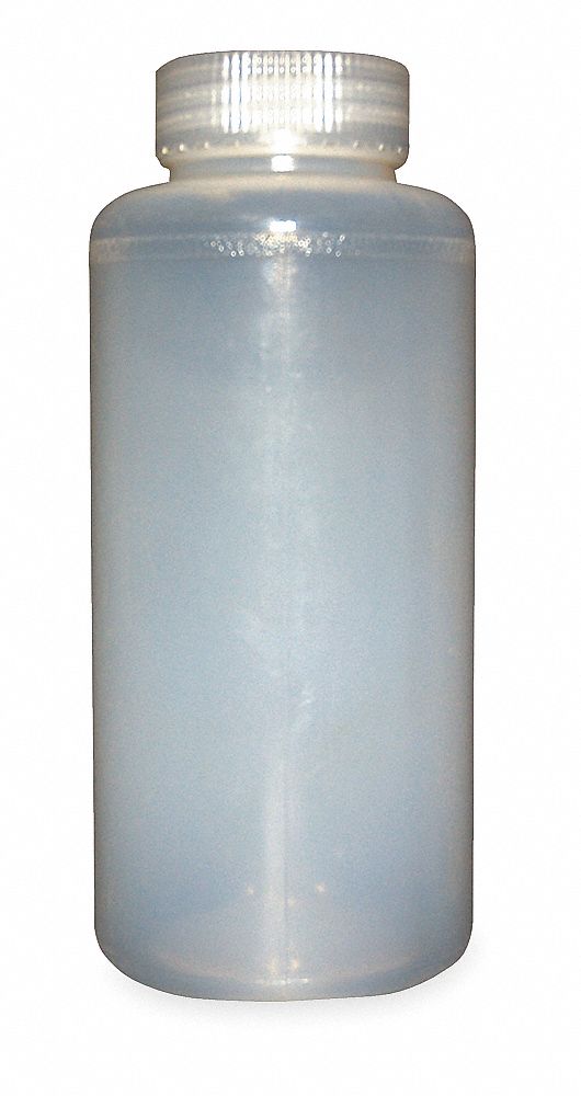 Wide Mouth Round Bottle, Plastic, 12 PK - Grainger