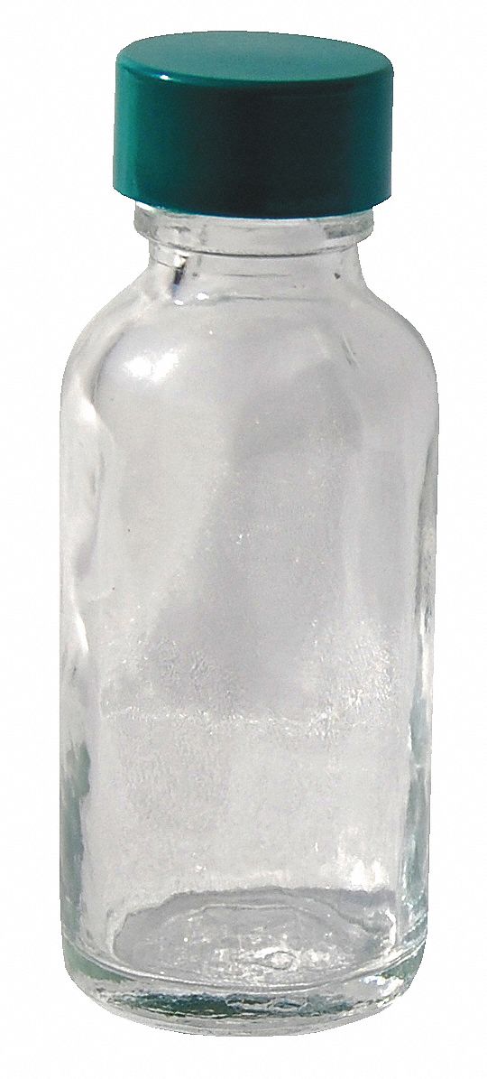 Narrow Mouth Round Bottle, Glass, Clear, 1 EA - Grainger
