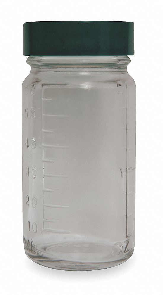 Wide Mouth Graduated Glass Bottle, 1 EA - Grainger