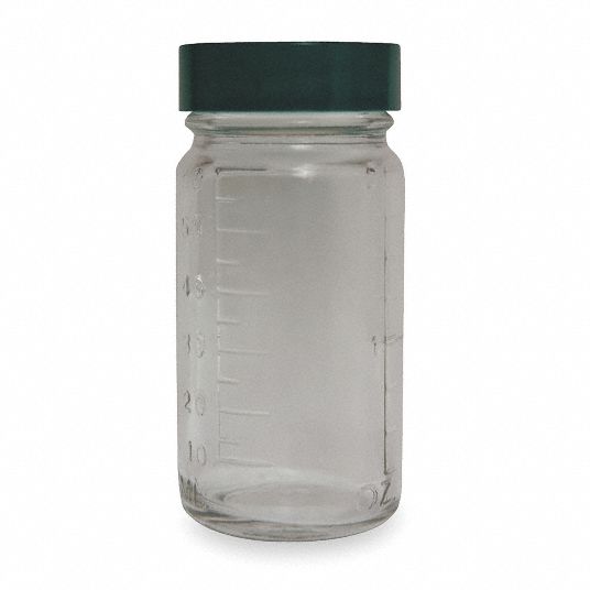 Wide Mouth Graduated Glass Bottle, 1 EA - Grainger