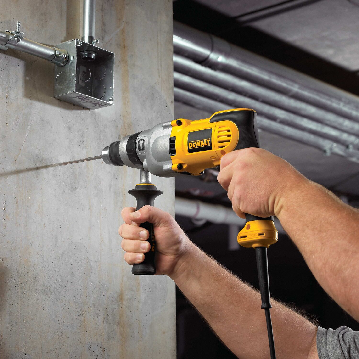 DEWALT Hammer Drill Kit: Corded, 1/2 in Chuck, 2, 7/16 in Concrete Capa ...