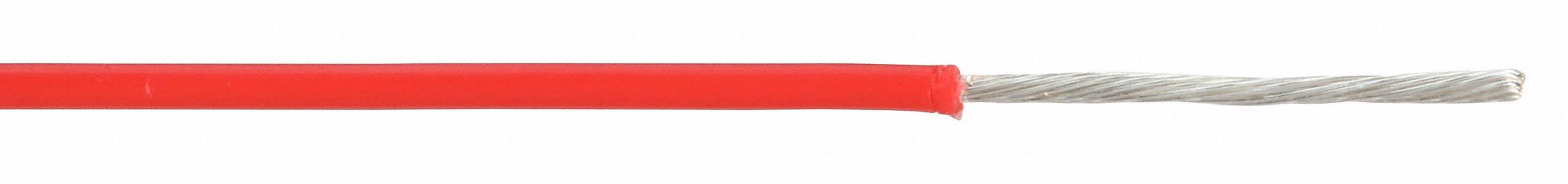 TEMPCO High Temp Lead Wire: 20 AWG Wire Size, Red, 100 ft Lg, PTFE, 0. ...