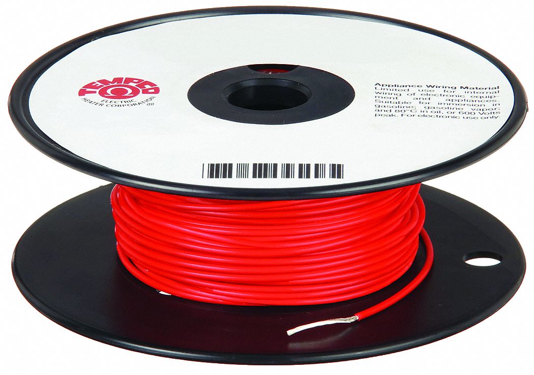 TEMPCO, 20 AWG Conductor Size, Red, High Temp Lead Wire - 3GRL6|LDWR ...