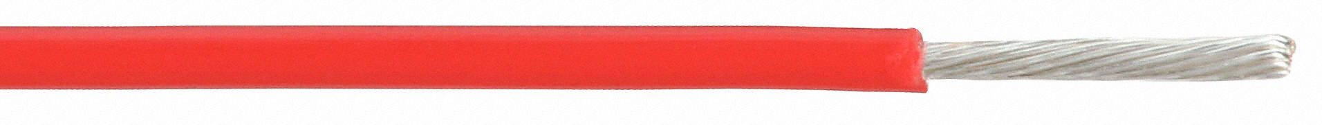 TEMPCO High Temp Lead Wire: 22 AWG Wire Size, Red, 100 ft Lg, PTFE, 0. ...
