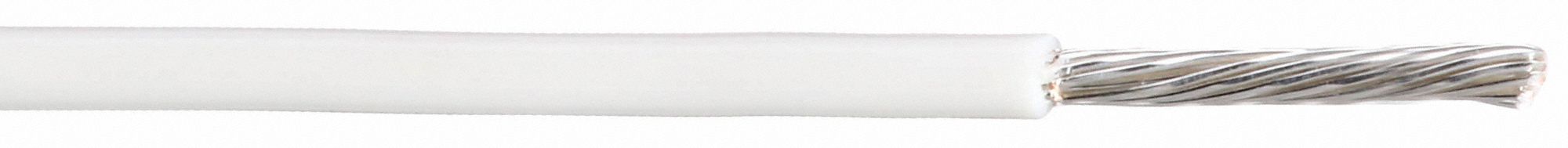 TEMPCO High Temp Lead Wire: 18 AWG Wire Size, White, 100 ft Lg, PTFE, 0 ...