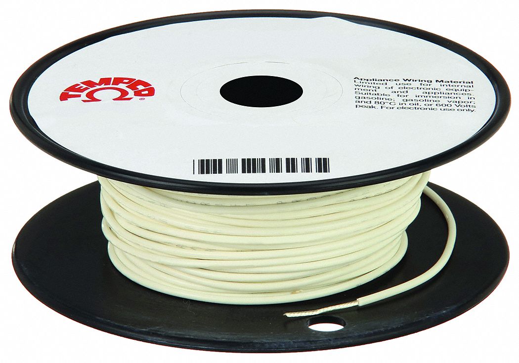 TEMPCO, 18 AWG Conductor Size, White, High Temp Lead Wire - 3GRN1|LDWR ...
