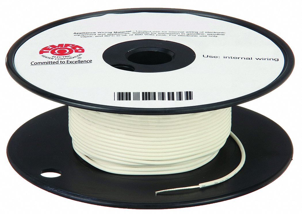 TEMPCO, 20 AWG Conductor Size, White, High Temp Lead Wire - 3GRP8|LDWR ...
