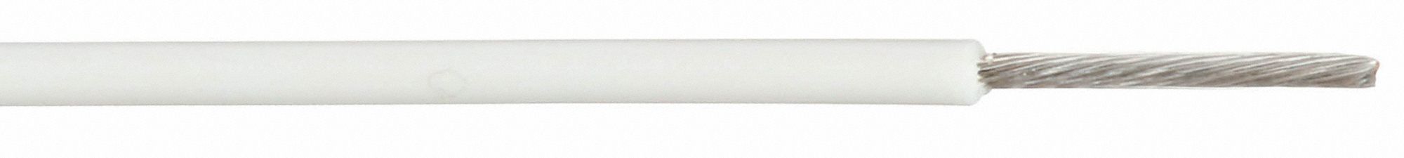 TEMPCO High Temp Lead Wire: 22 AWG Wire Size, White, 100 ft Lg, PTFE, 0 ...
