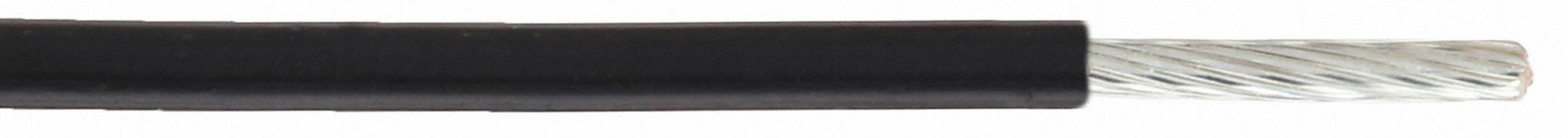 TEMPCO High Temp Lead Wire: 14 AWG Wire Size, Black, 100 ft Lg, PTFE, 0 ...