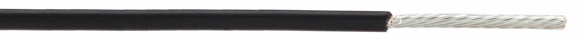 TEMPCO High Temp Lead Wire: 16 AWG Wire Size, Black, 100 ft Lg, PTFE, 0 ...