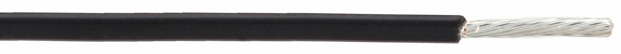 TEMPCO High Temp Lead Wire: 18 AWG Wire Size, Black, 100 ft Lg, PTFE, 0 ...