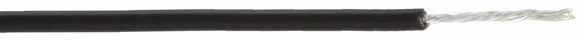 TEMPCO High Temp Lead Wire: 20 AWG Wire Size, Black, 100 ft Lg, PTFE, 0 ...