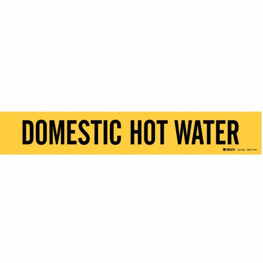 Domestic Hot Water, Yellow, Pipe Marker - 3GTY5|7087-1HV - Grainger