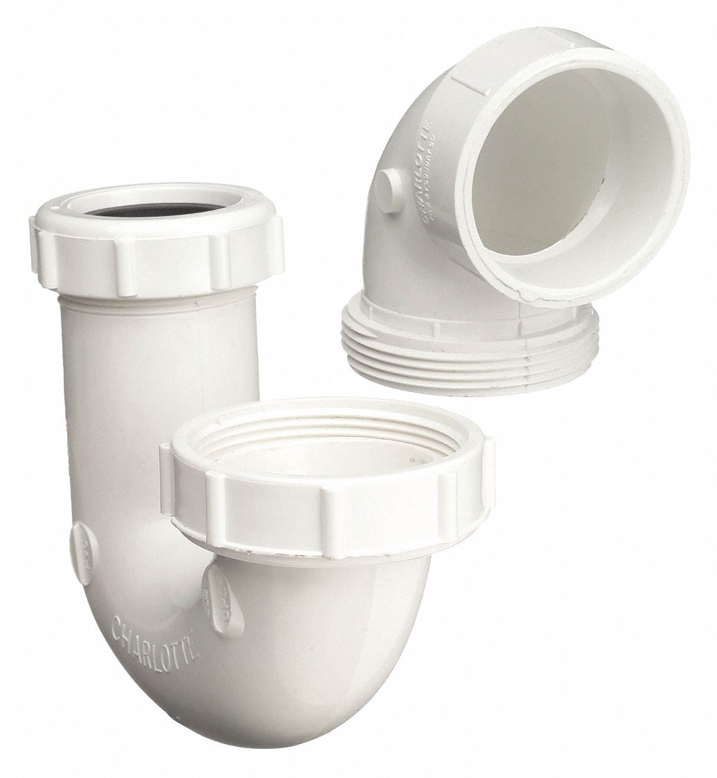 Schedule 40, 1 1/4 in x 1 1/2 in Fitting Pipe Size, P-Trap - 3GUT7 ...