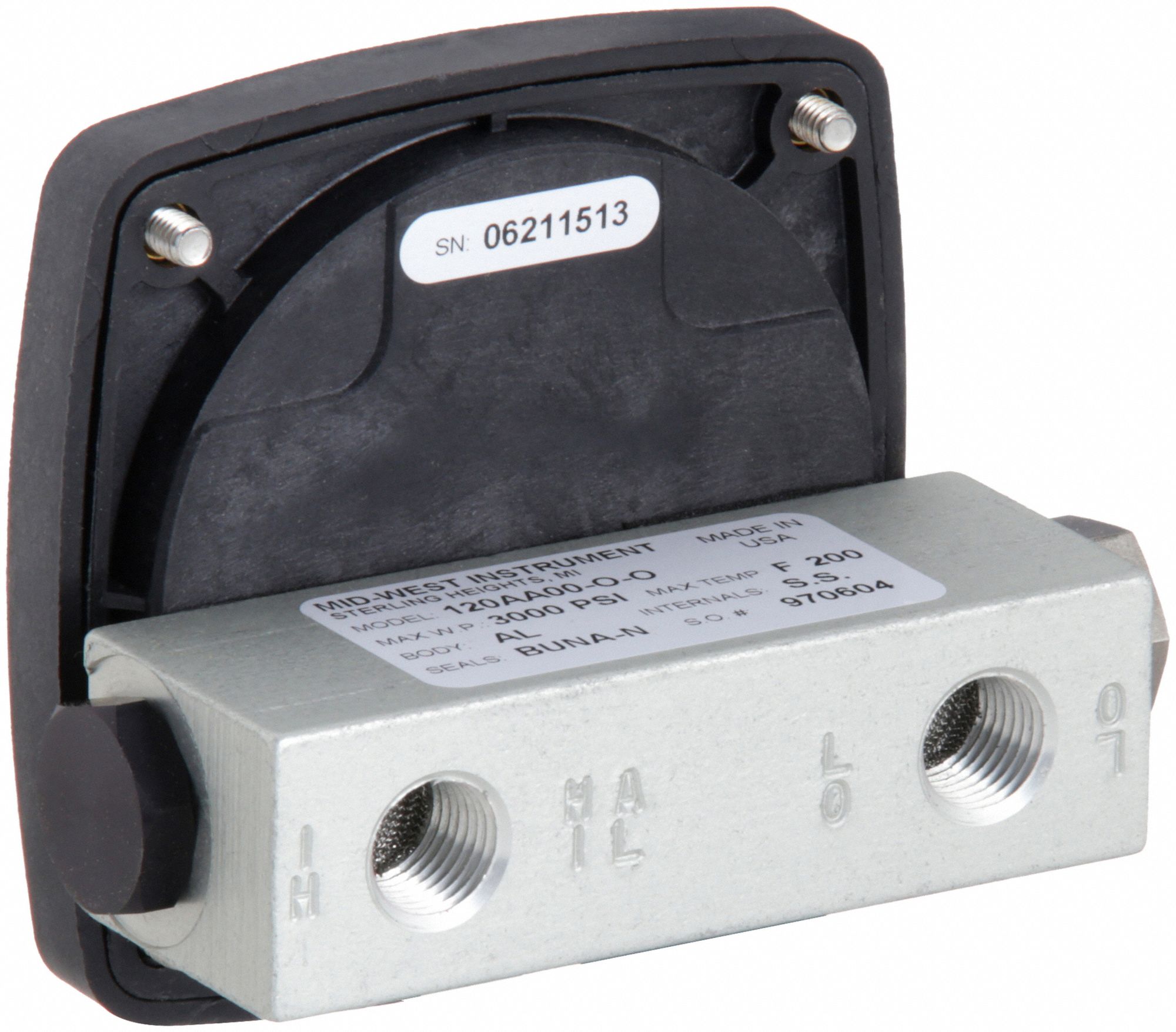 MIDWEST INSTRUMENT Differential Pressure Gauge: 0 to 20 psid, Back, 1/4 ...