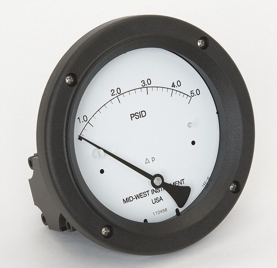 MIDWEST INSTRUMENT, Back, 1/4 in NPT Female, Differential Pressure ...