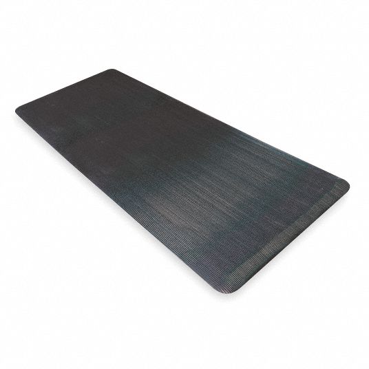 NOTRAX Antifatigue Mat: Ribbed, 2 ft x 3 ft, 1/2 in Thick, Black, Vinyl ...