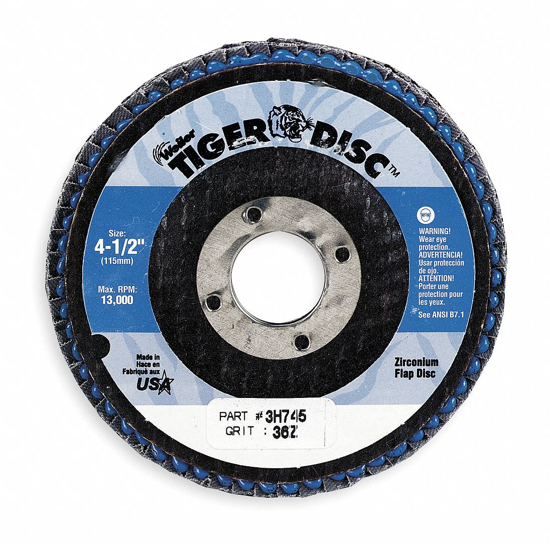 Type 29, Arbor Mount Flap Disc, Zirconia Alumina, 4 1/2 in Disc ...