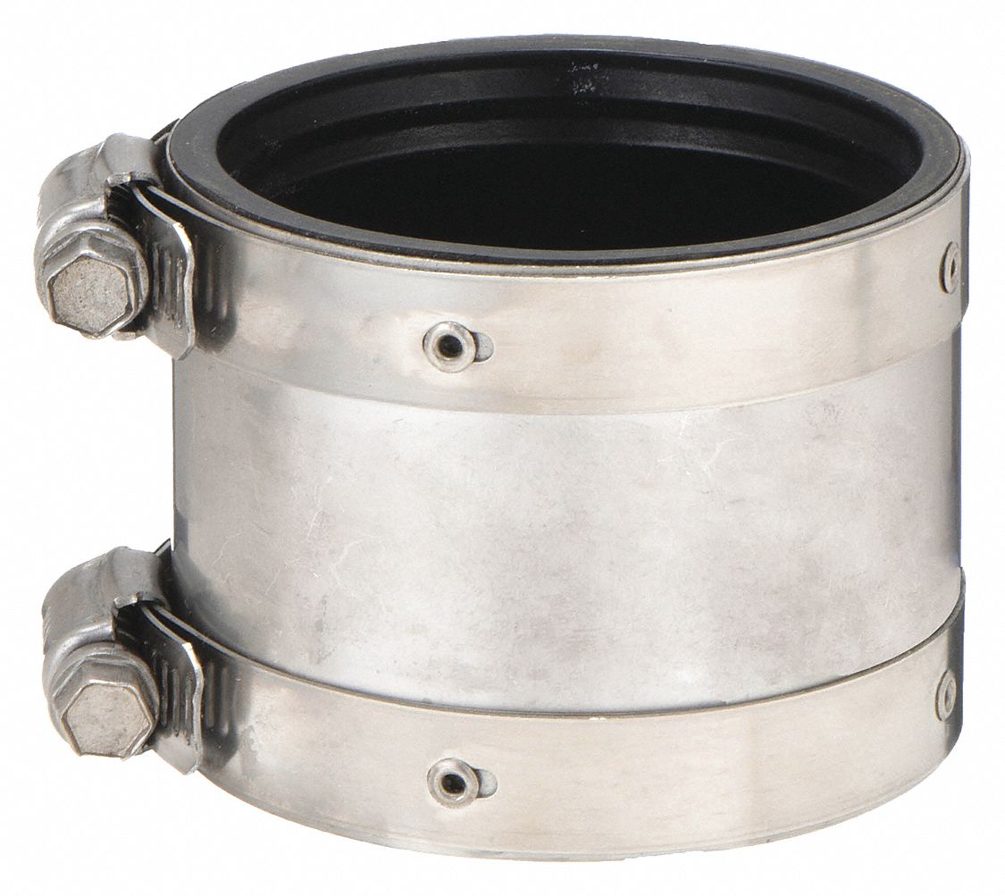 Neoprene, For 1 1/2 in_2 in Pipe, Shielded Transition Coupling - 3HDD4 ... Neoprene, For 1 1/2 in_2 in Pipe, Shielded Transition Coupling - 3HDD4 ...