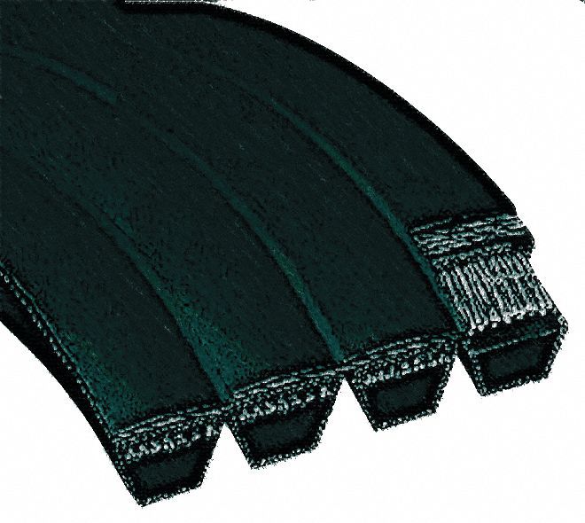 DAYTON Banded V-Belt: 4/B158, 4 Ribs, 161 in Outside Lg, 2 43/64 in Top ...