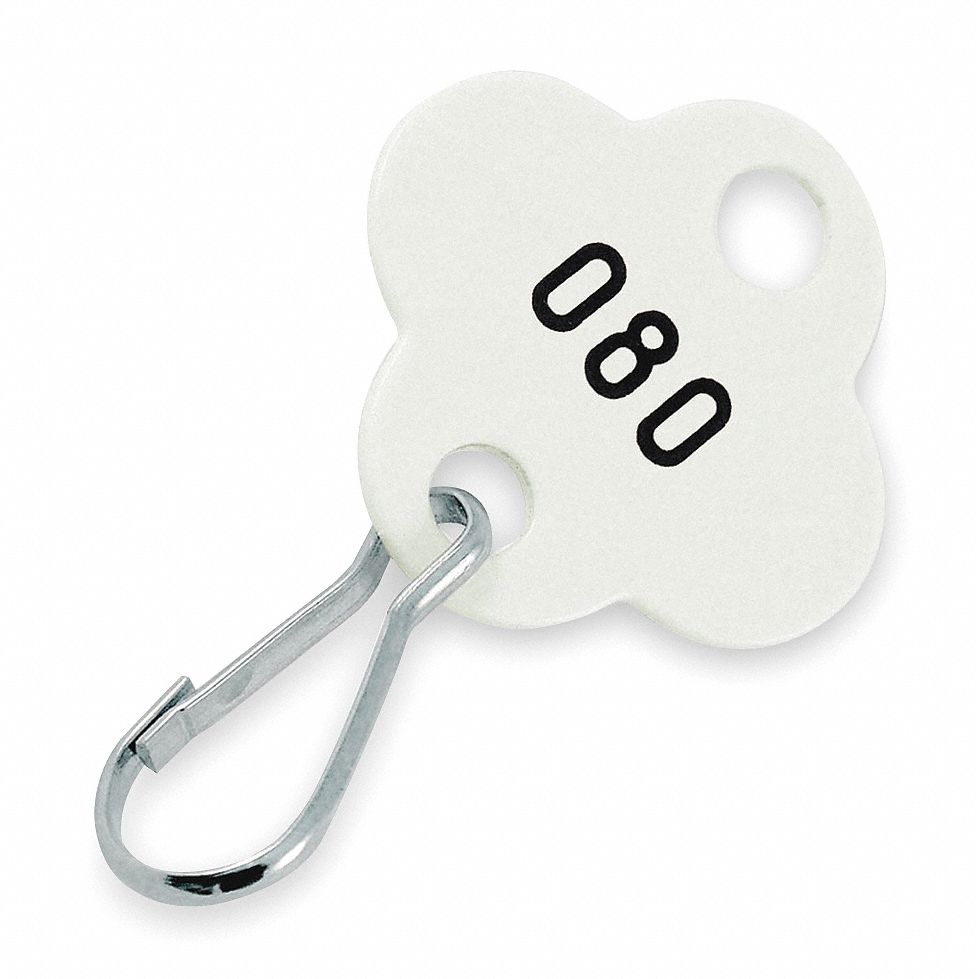 1-1/8" x 1-3/8" 1 to 40 Shamrock Cabinet Tag, White; PK40 - Grainger
