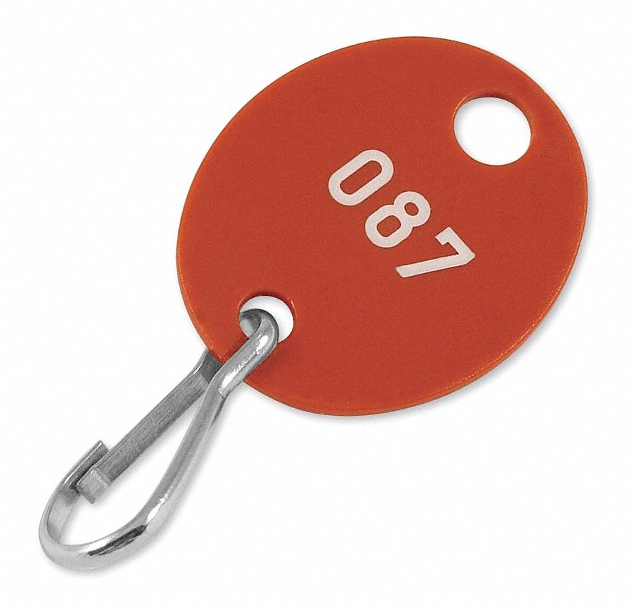 1-1/8" x 1-3/8" 1 to 100 Oval Cabinet Tag, Maroon; PK100 - Grainger