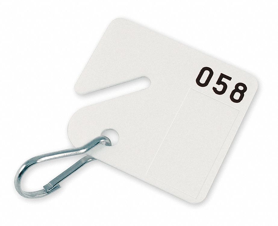 1-1/2" x 1-1/2" 1 to 100 Square Cabinet Tag, White; PK100 - Grainger