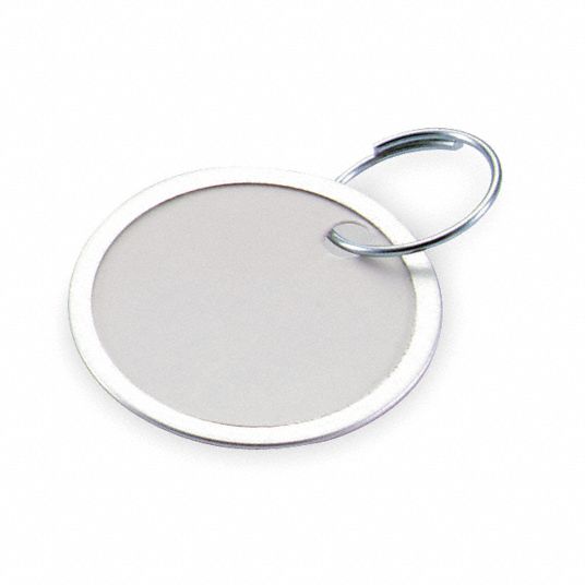 1-1/4" x 1-1/4" Round, Paper Blank Key Tag, White; PK25 - Grainger