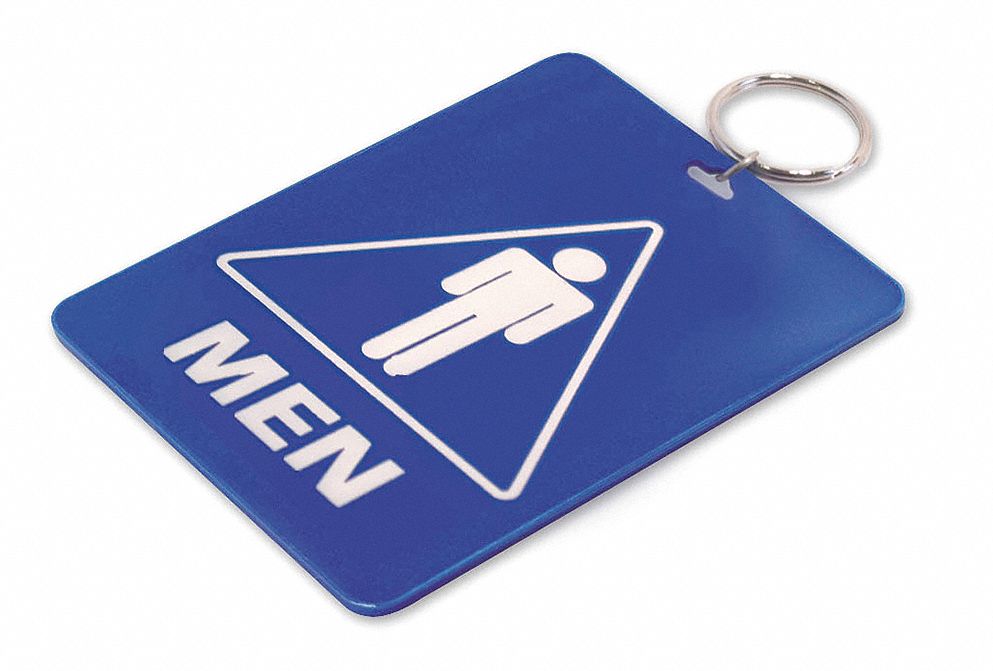 3-1/2" x 4-1/2" Men Restroom Key Tag, Blue; PK1 - Grainger